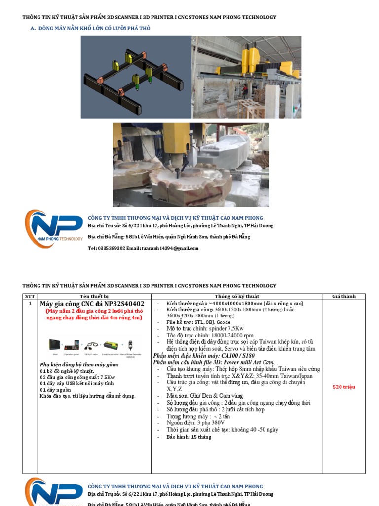 TTKT CNC Stone NamPhongTechno (A Vuong) | PDF