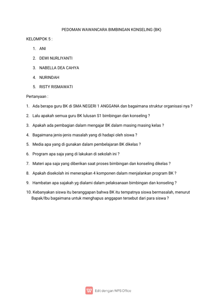 Pertanyaan Kel.5 BK | PDF