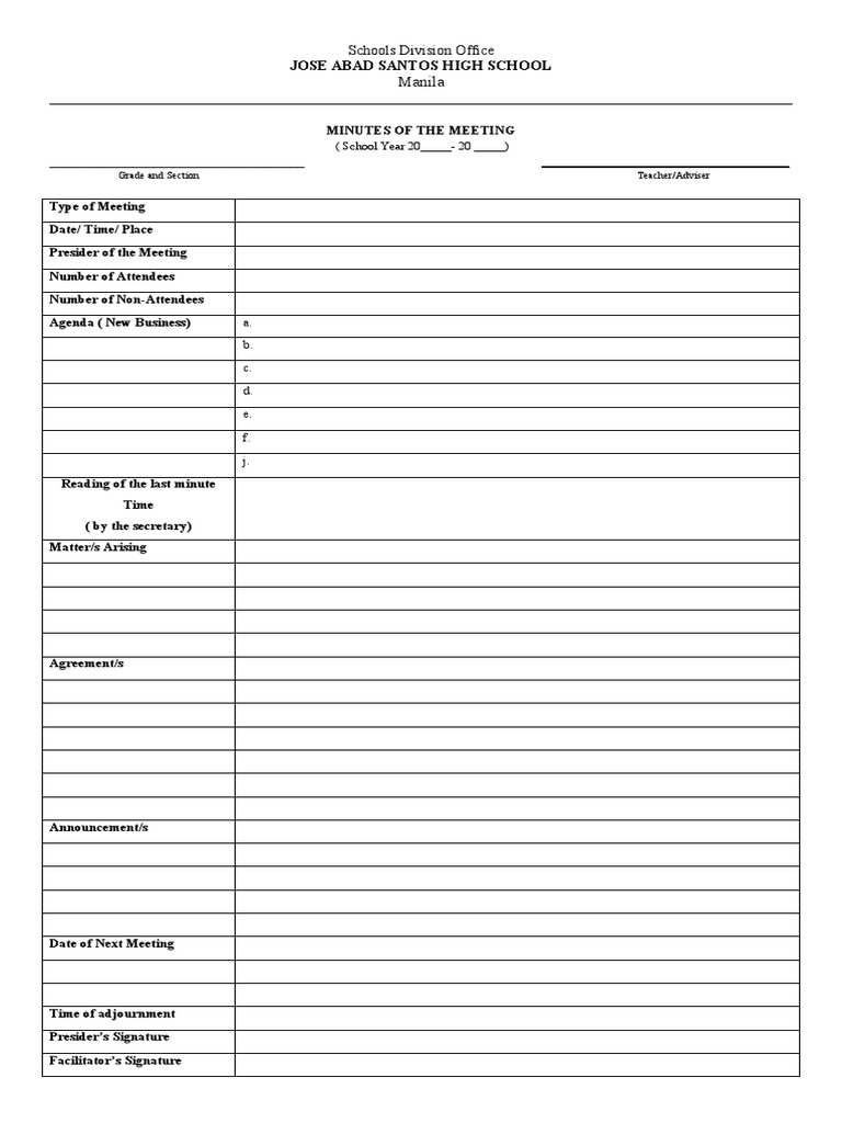 Minutes and Attendance of Meeting Template For PT | PDF
