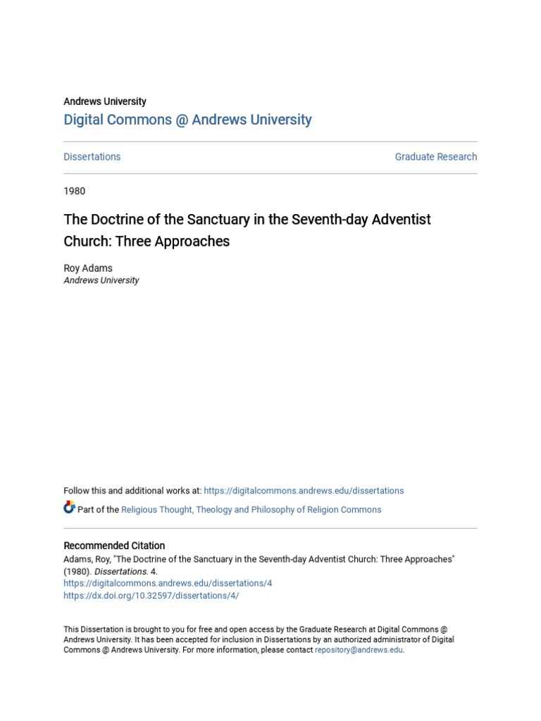 The Doctrine of The Sanctuary in The Seventh-Day Adventist Church | PDF ...
