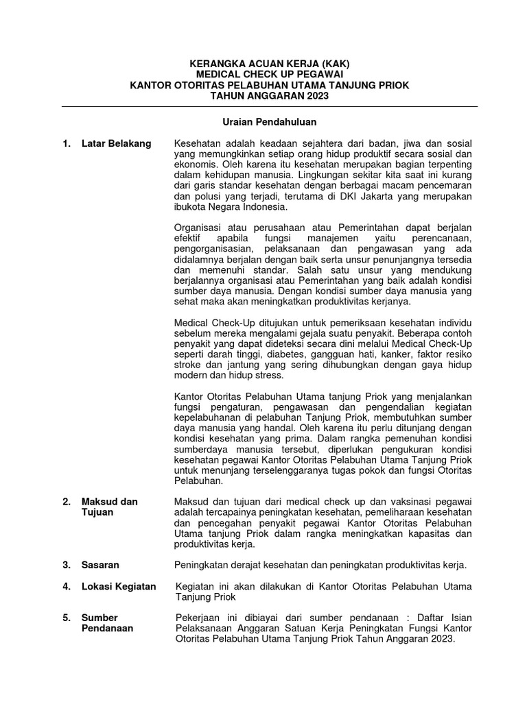 KAK Medical Check Up 2023 | PDF