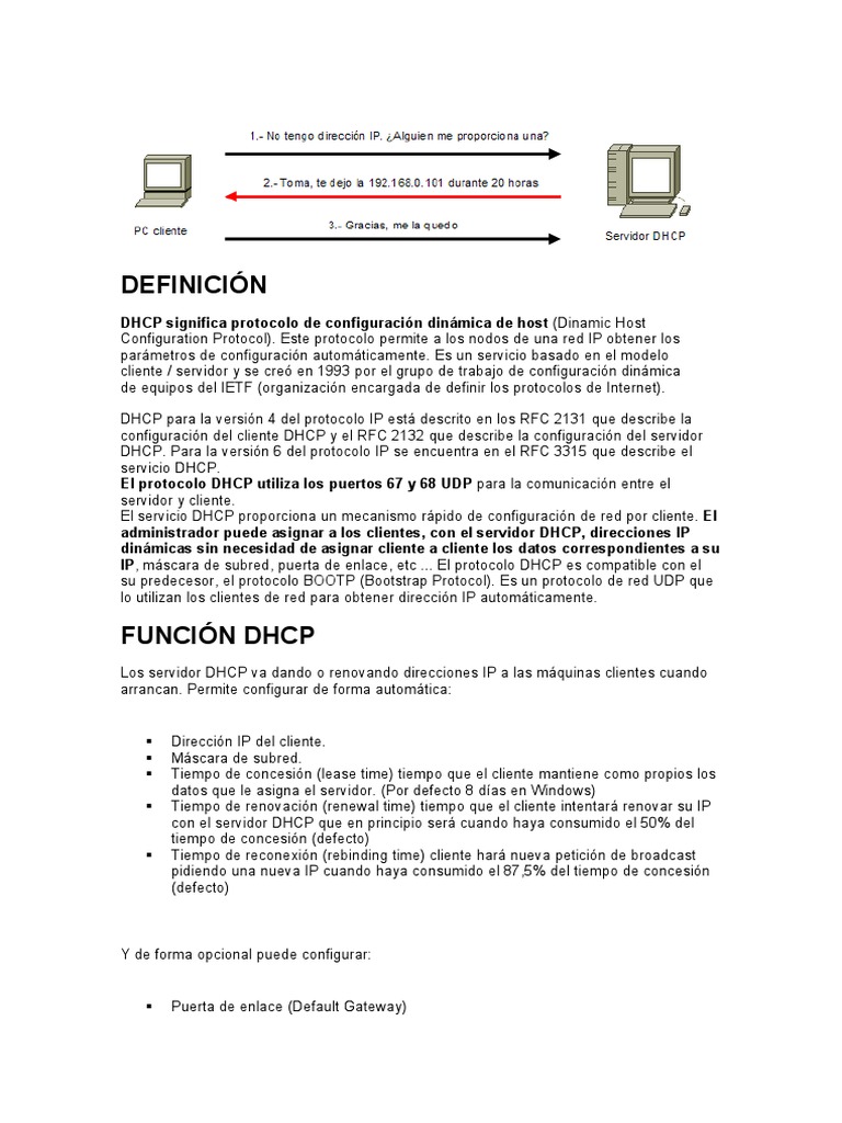 Qué Es y Cómo Funciona El Servicio DHCP | PDF | Dirección IP | Telecomunicaciones