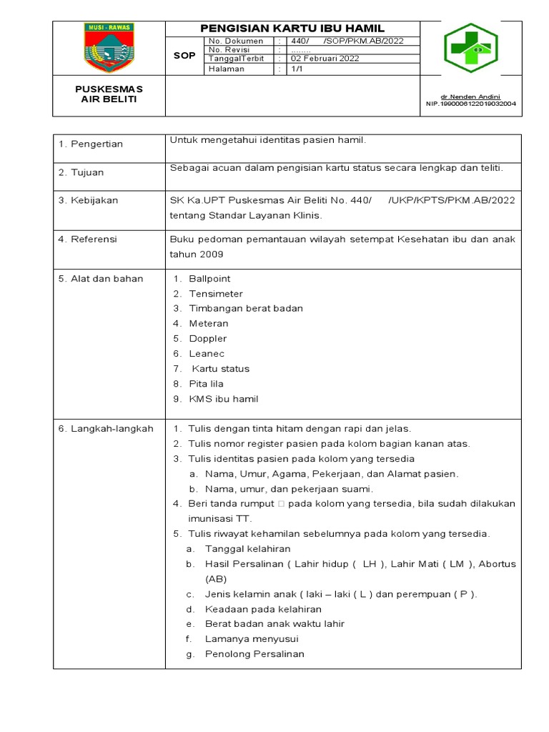 SOP Kartu Ibu Hamil | PDF | Sains & Matematika