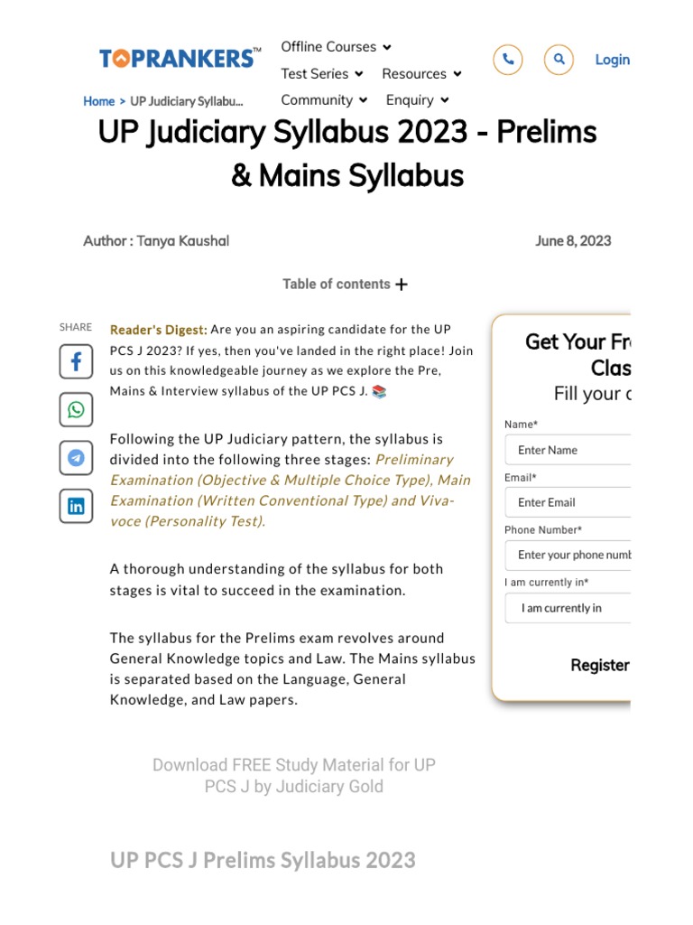 UP PCS J Syllabus 2023 (Prelims & Mains) - Download Here | PDF | Evidence (Law) | Equity (Law)