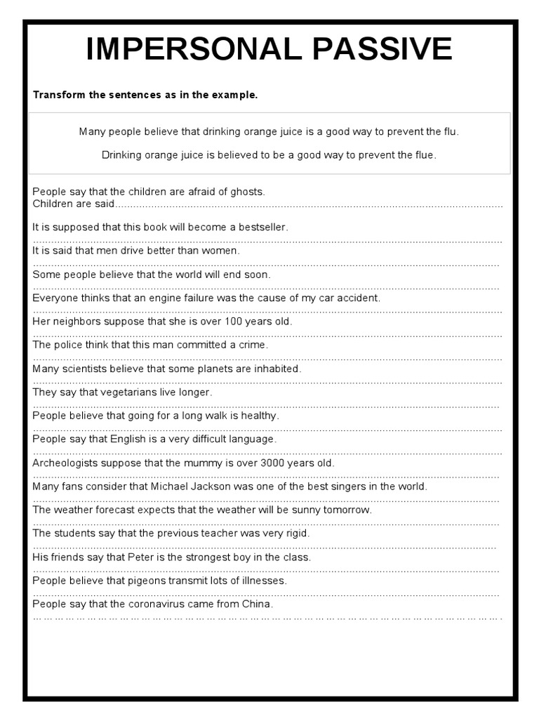 Impersonal Passive Grammar | PDF | Wellness