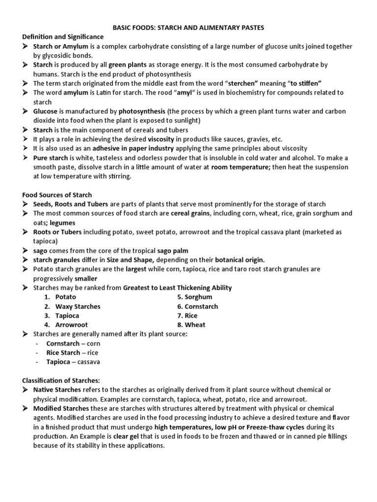 Starch and Alimentary Paste | PDF | Starch | Nutrition