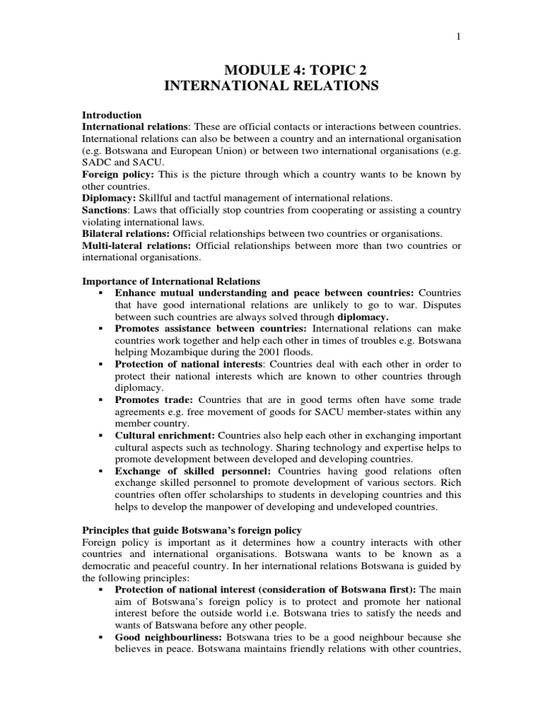 International Relations. Lesson Notes-1-2 | PDF | United Nations ...