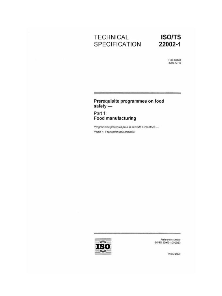 ISO 22002 Part 1 General GMP | PDF