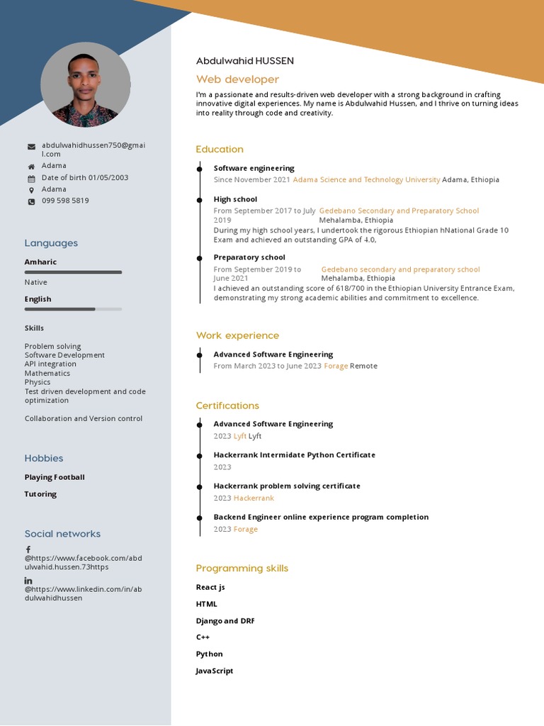 CV 2023-07-25 Abdulwahid Hussen | PDF