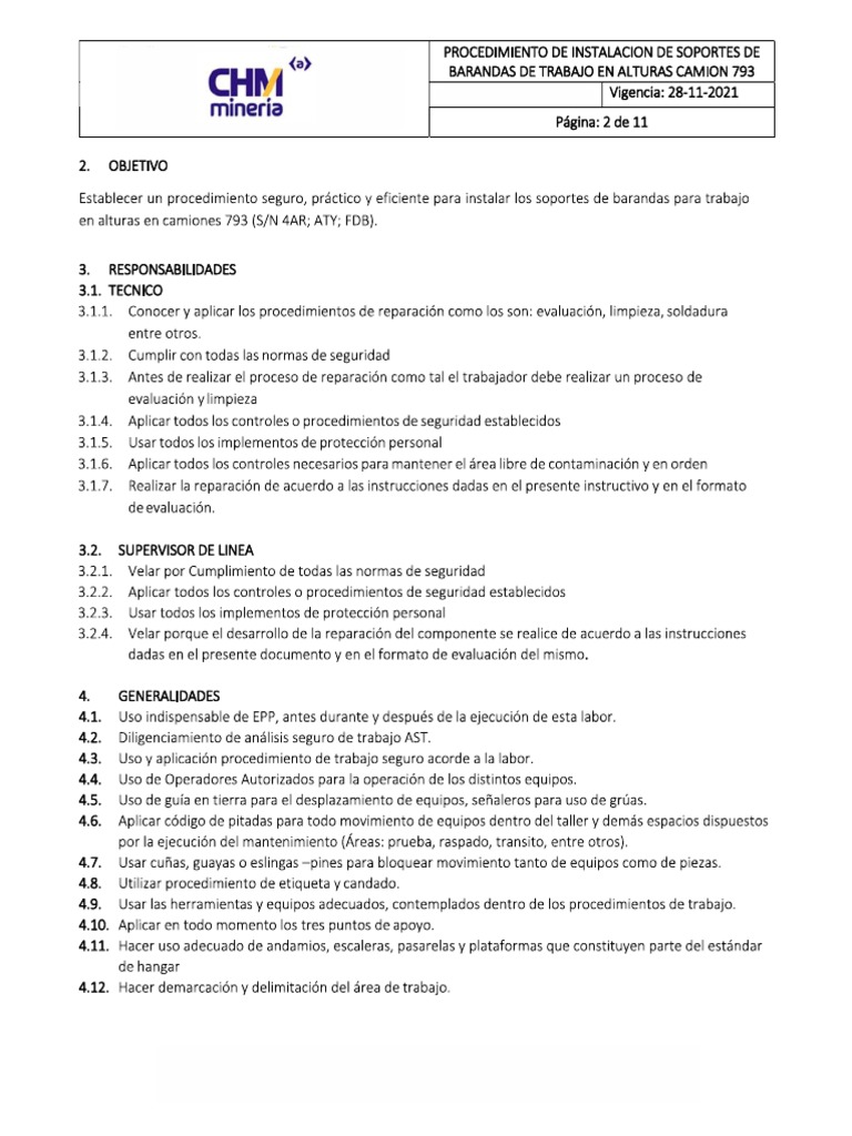 CHM - Procedimiento de Instalacion de Soporte de Barandas de Trabajo en ...