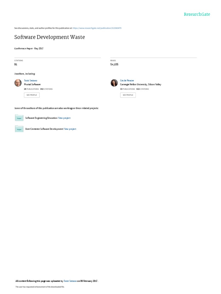 Sedano Todd Software Engineering Waste | PDF | Lean Manufacturing | Software Bug