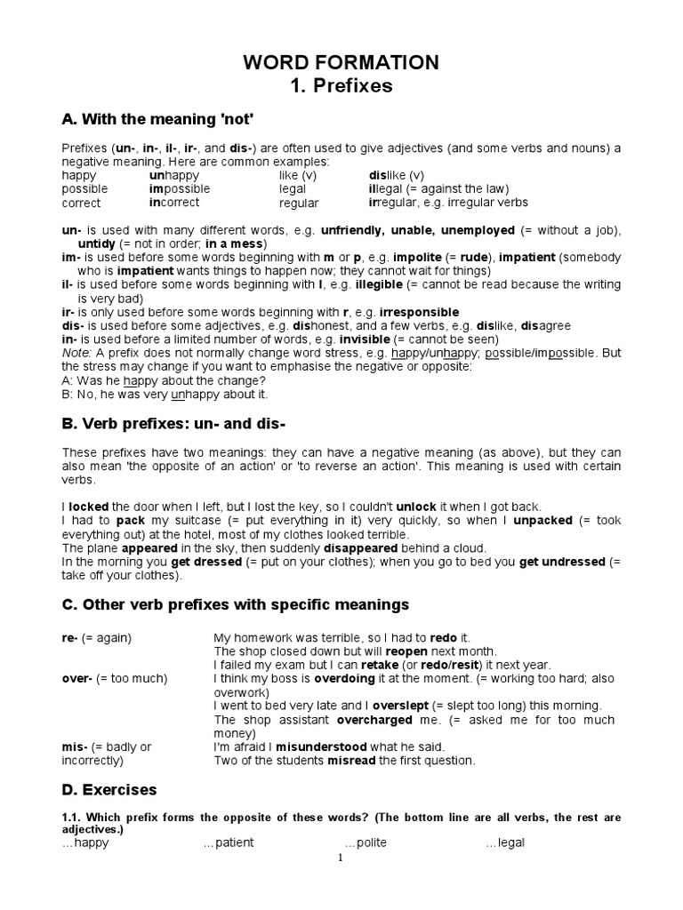 Prefixes And Suffixes Explanation Activities Pdf Adjective Noun