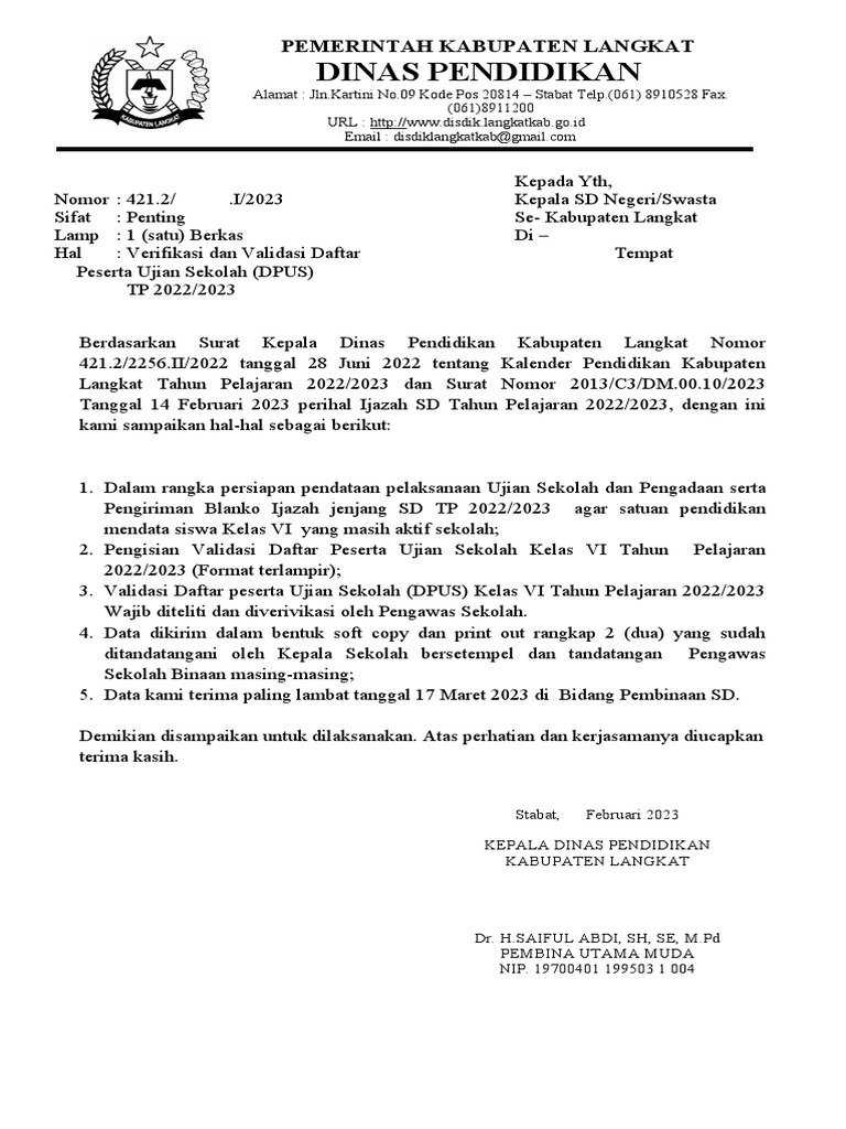 Permintaan DPUS TP 22-23 | PDF