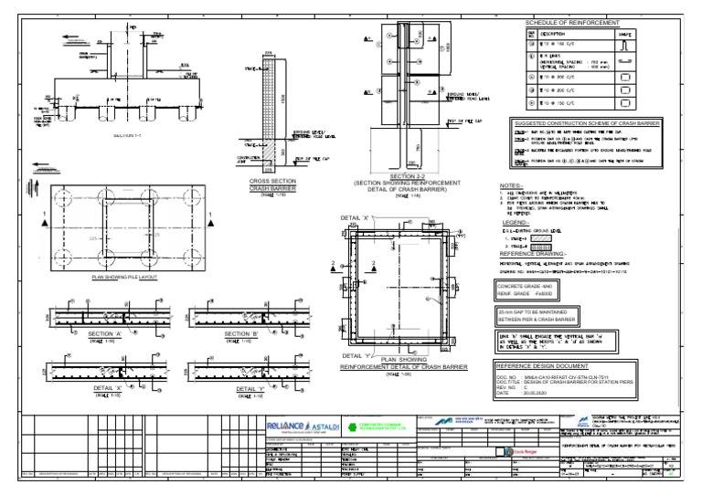 Anti Crash Barrier For Rectangular Piers - Shop Drawing | PDF | Civil ...