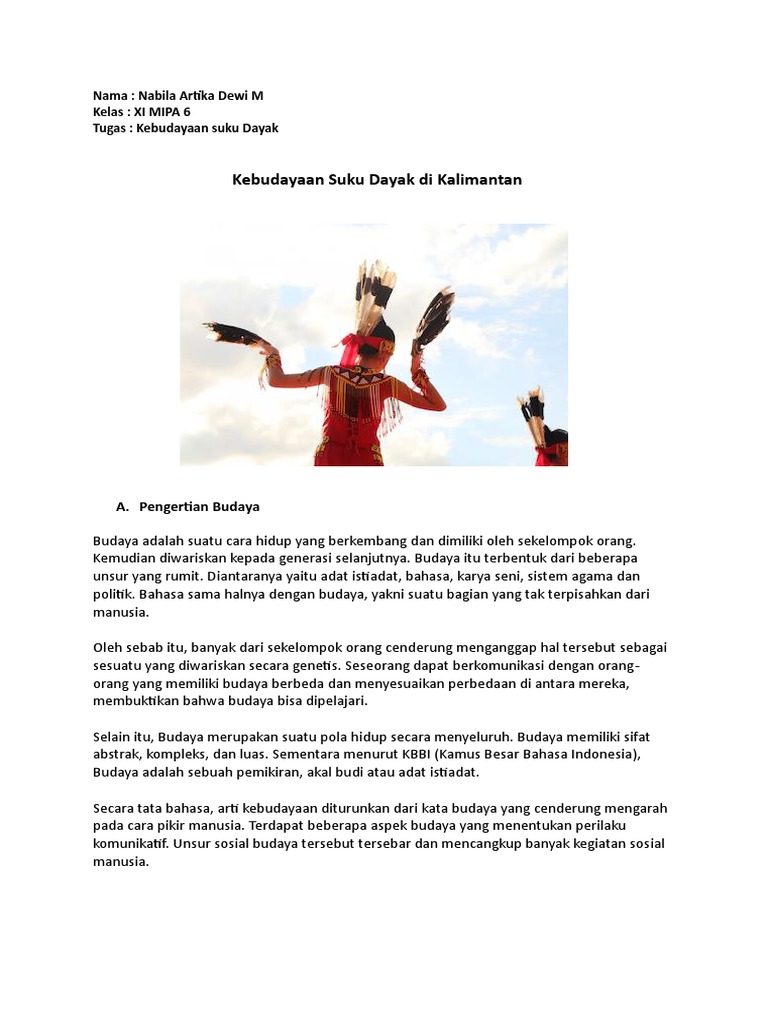 Tugas Seni Budaya Kebudayaan Dayak | PDF