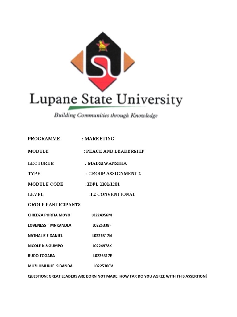 Peace And Leadership Assignment Descargar Gratis Pdf Leadership