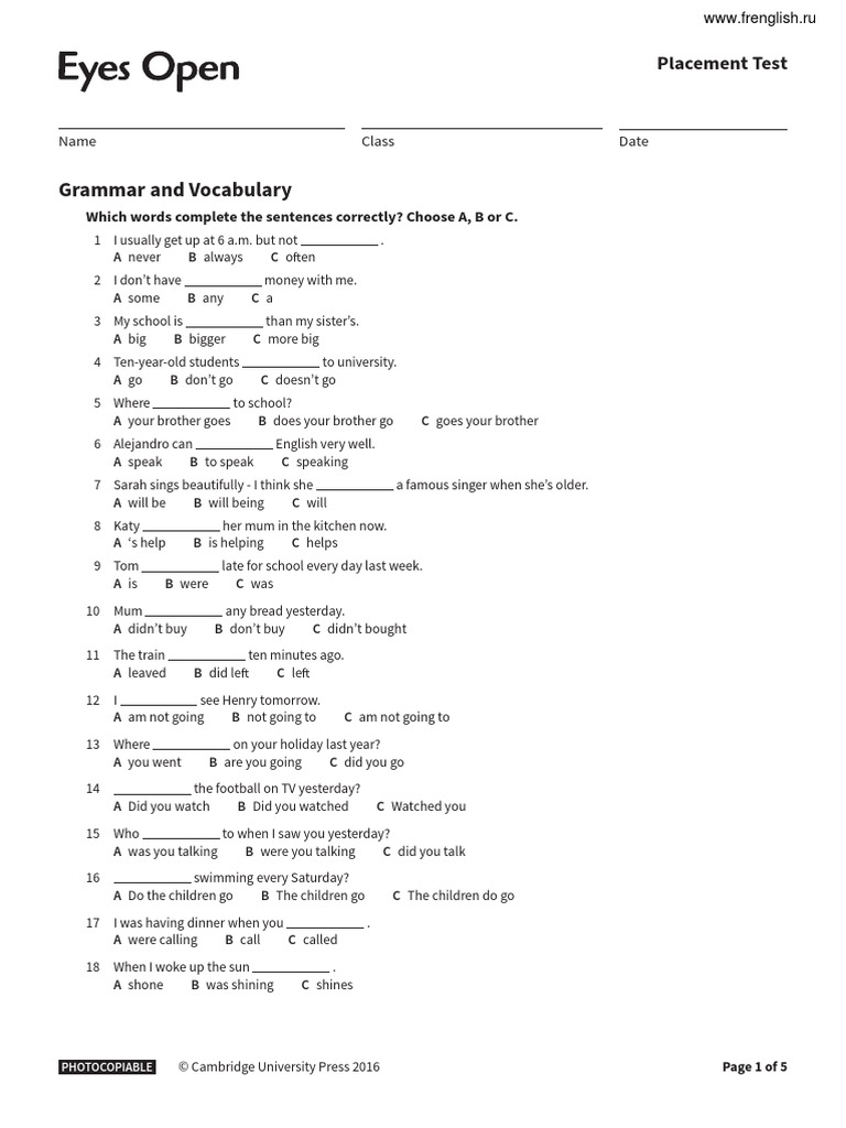 Placement Test PDF