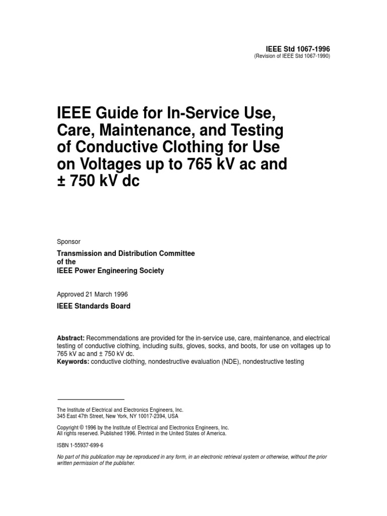 IEEE Guide For In-Service Use, Care, Maintenance, and Testing of ...