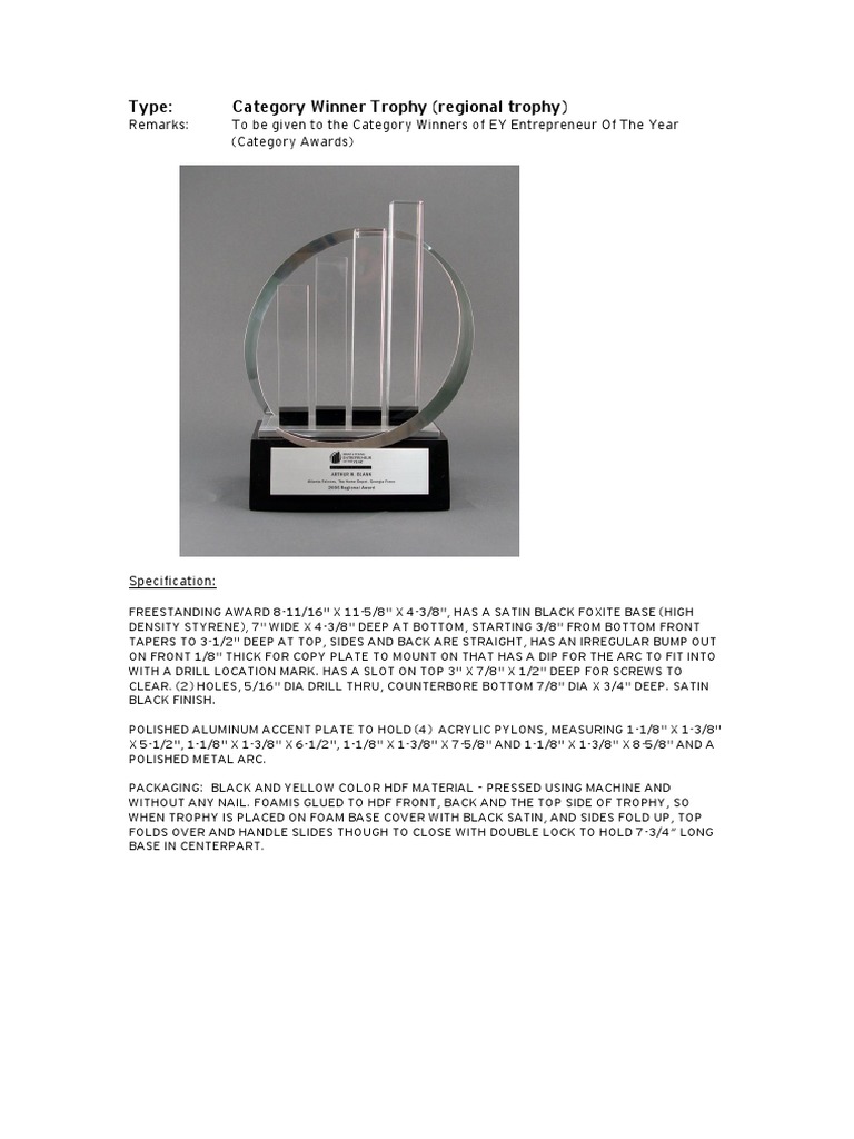 Trophy Design | PDF | Industrial Processes | Manufactured Goods