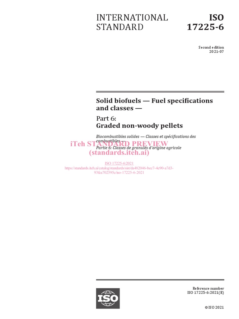 Iso 17225 6 2021 | PDF | Biofuel | International Organization For Standardization