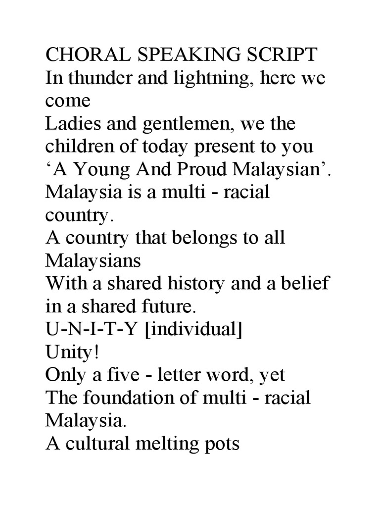 Choral Speaking Script | PDF | Cuisine | Malaysia