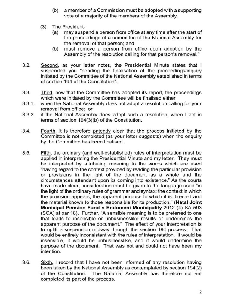 Ramaphosa's Letter To Mkhwebane | PDF