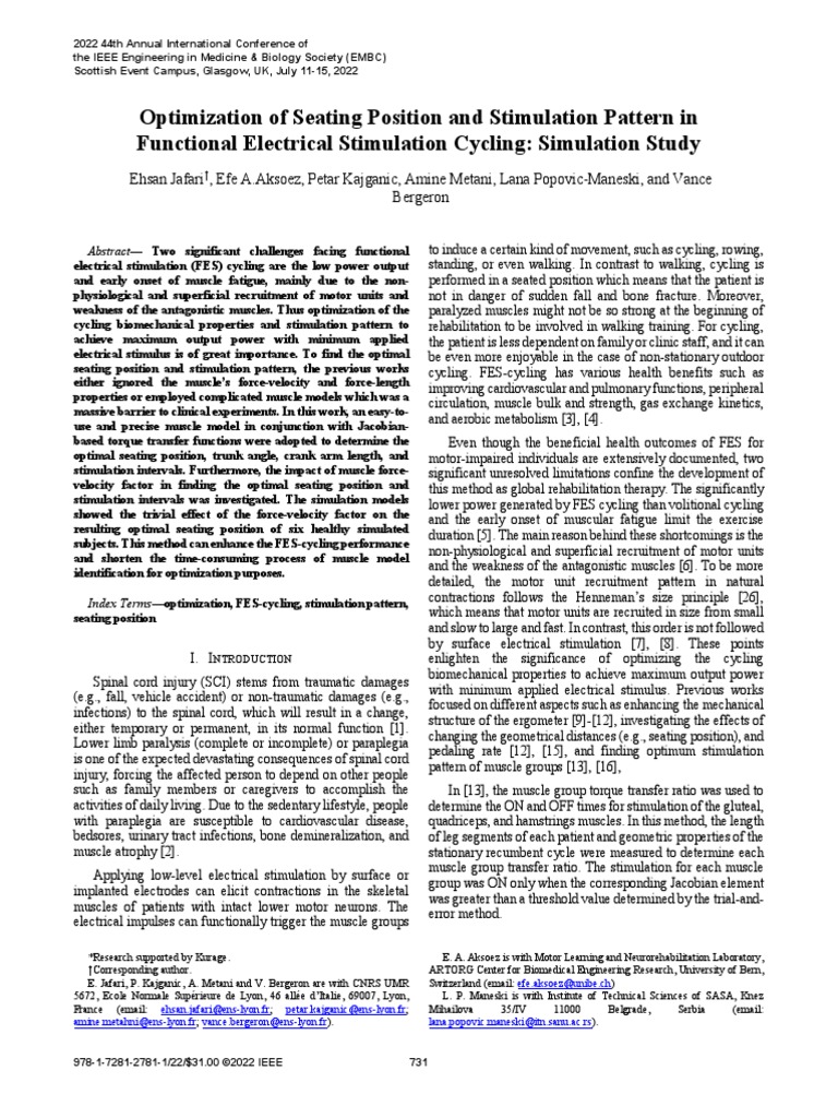 2022 Optimization of Seating Position and Stimulation Pattern in ...