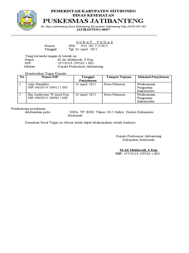 Surat Tugas PK Aji | PDF
