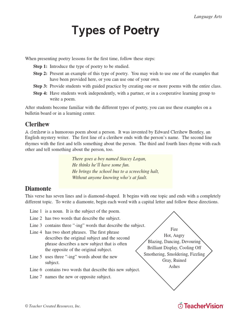 Types of Poetry: Clerihew | PDF | Poetry | Rhyme