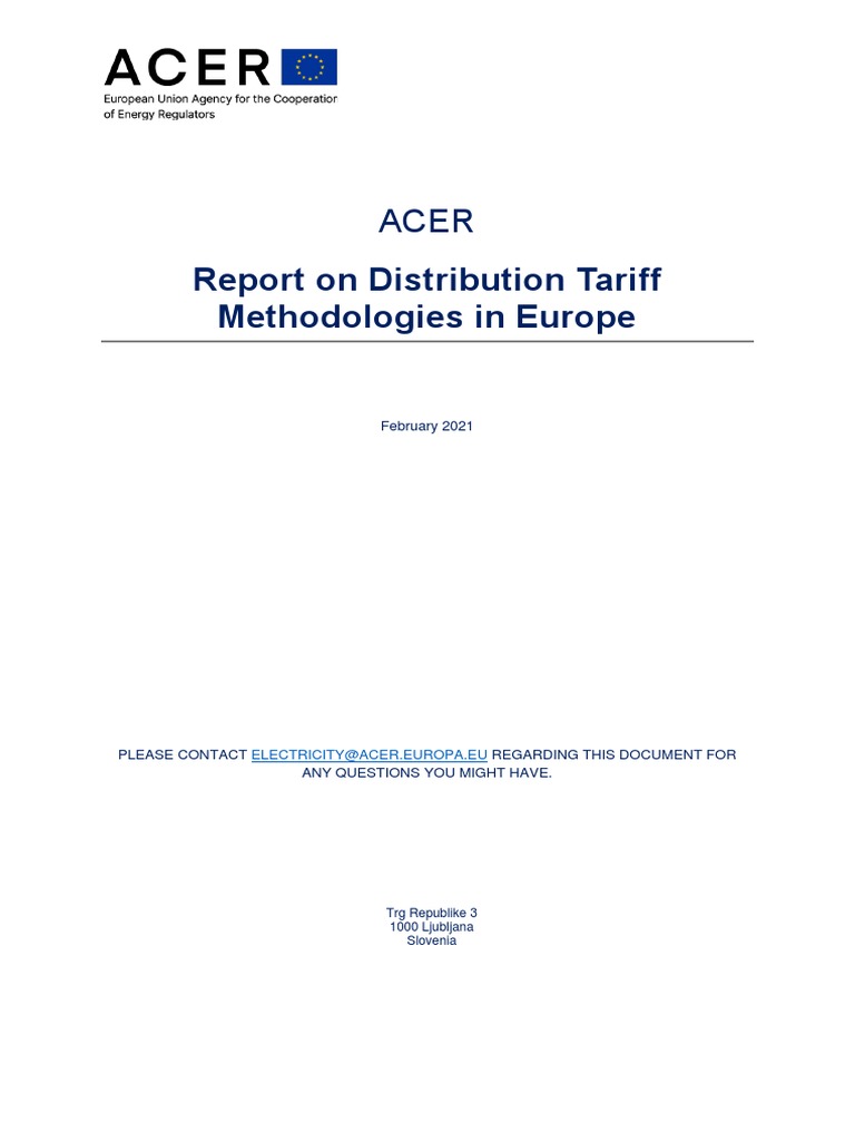 ACER Report On D-Tariff Methodologies | PDF | Electrical Grid ...
