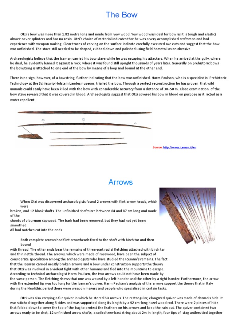 Otzi ARTEFACTS | PDF | Arrow | Bow And Arrow