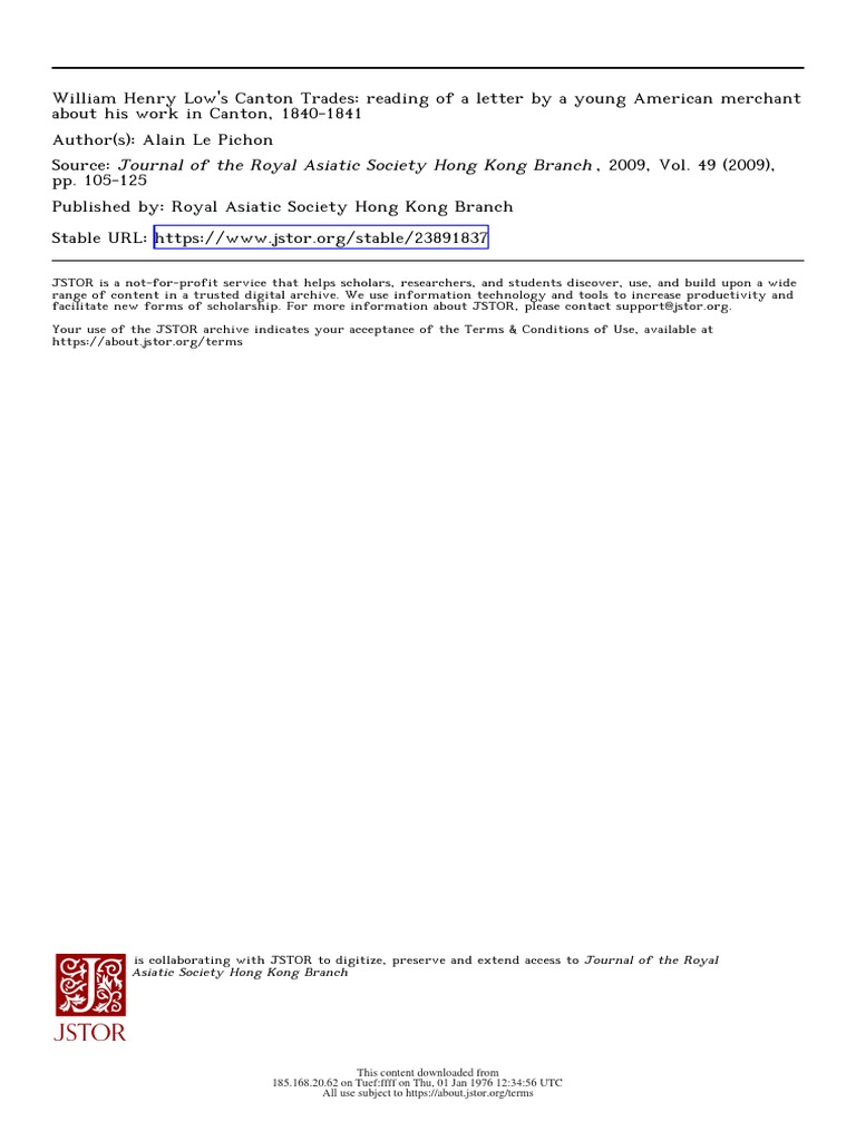 William Henry Low's Canton Trades | PDF | Partnership | Investing