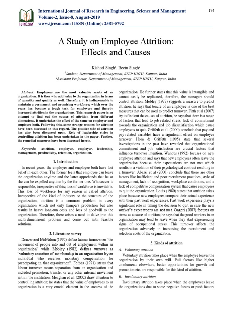 Causes and Effects of Employee Attrition | PDF | Leadership | Turnover ...
