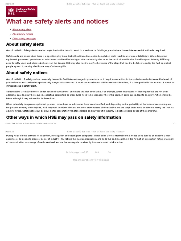 Health and Safety Bulletins - What Are Health and Safety Bulletins | PDF | Safety | Occupational ...