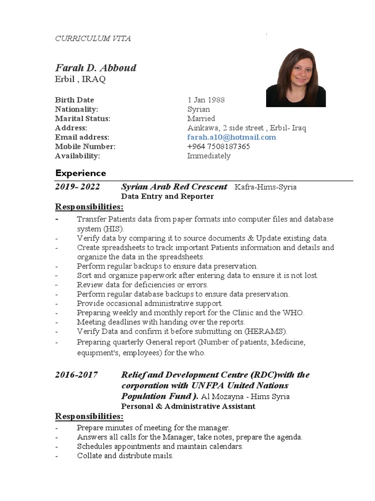 Farah Abboud CV | PDF | Computer Hardware | Personal Computers