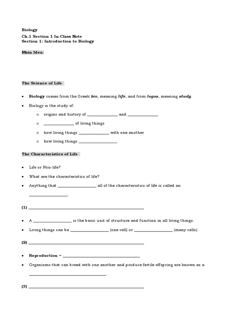 Ch.1.1 Lecture Note | PDF | Organisms | Life