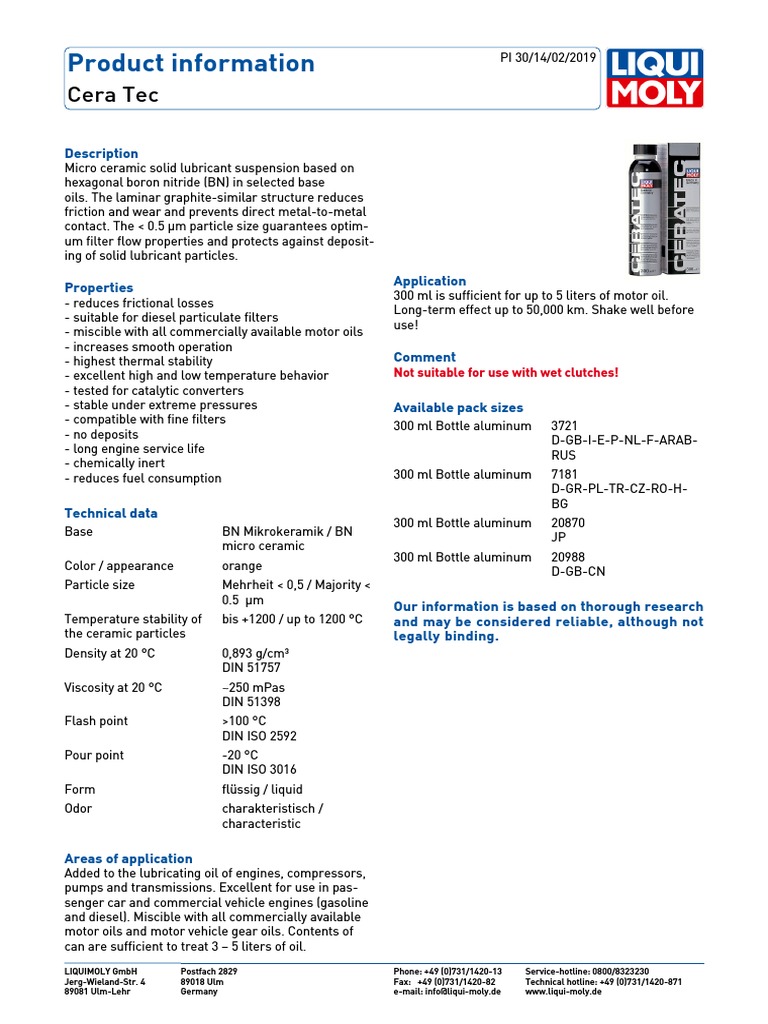 Cera Tec | PDF | Lubricant | Soft Matter