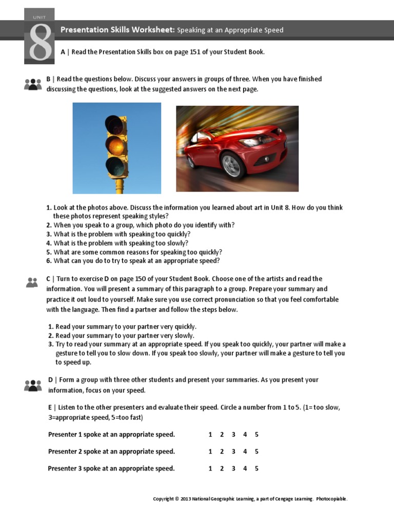 PW1_Unit 8_Presentation Skills Worksheet | PDF