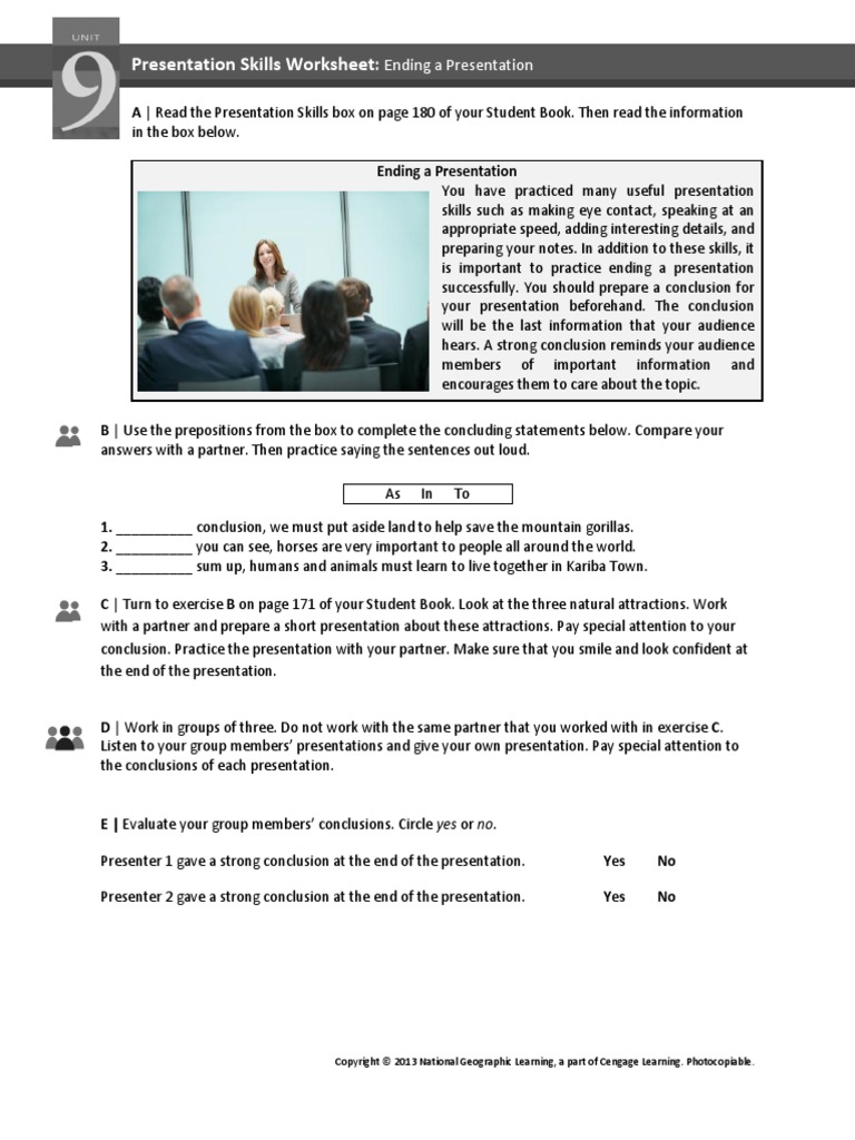 PW1 - Unit 9 - Presentation Skills Worksheet | PDF | Human Communication
