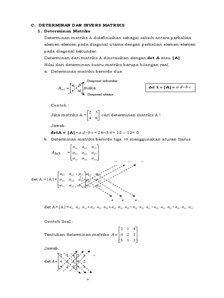 Materi 4 (Determinan Dan Invers Matriks) | PDF