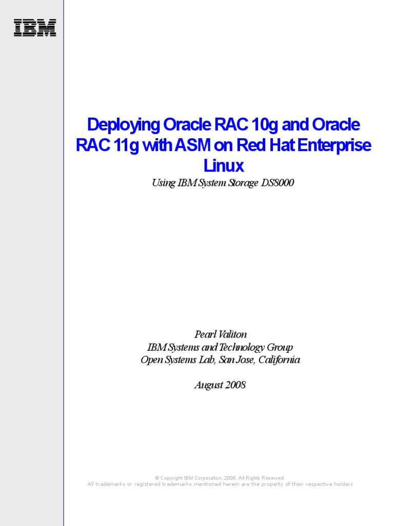 Deploying Oracle RAC 10g R2 and 11g R1 With ASM On RHEL With DS8000 | PDF | Oracle Database ...