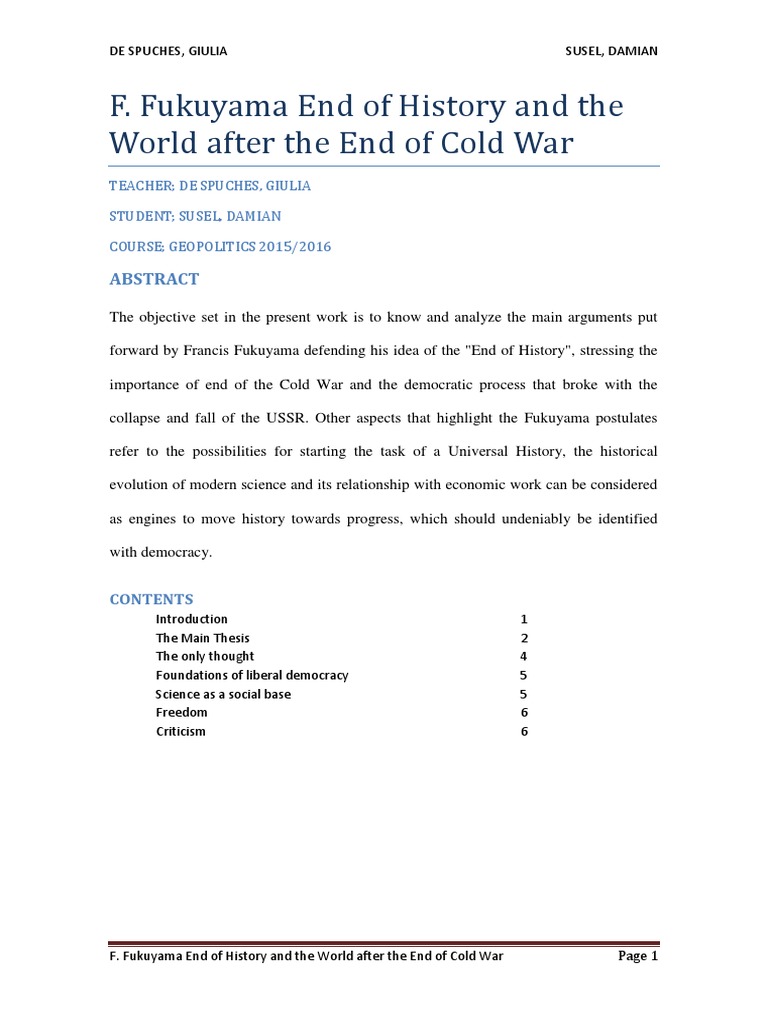 F Fukuyama End of History and The World | PDF | Philosophical Theories ...