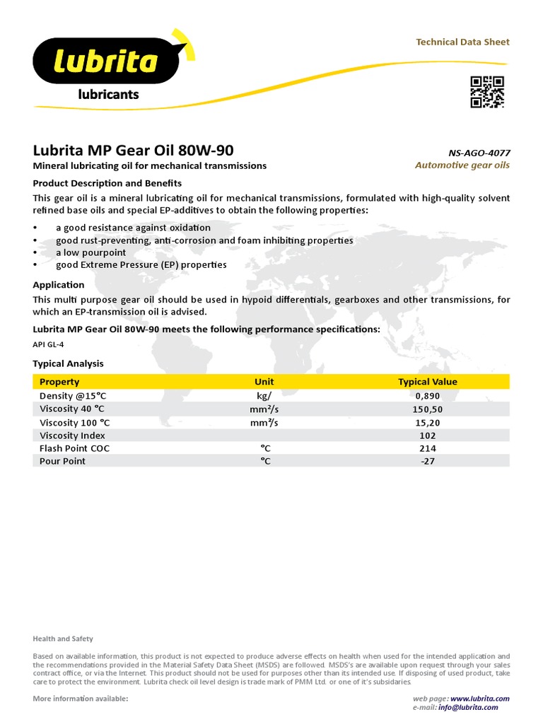 TDS Lubrita MP Gear Oil 80W-90 en | PDF
