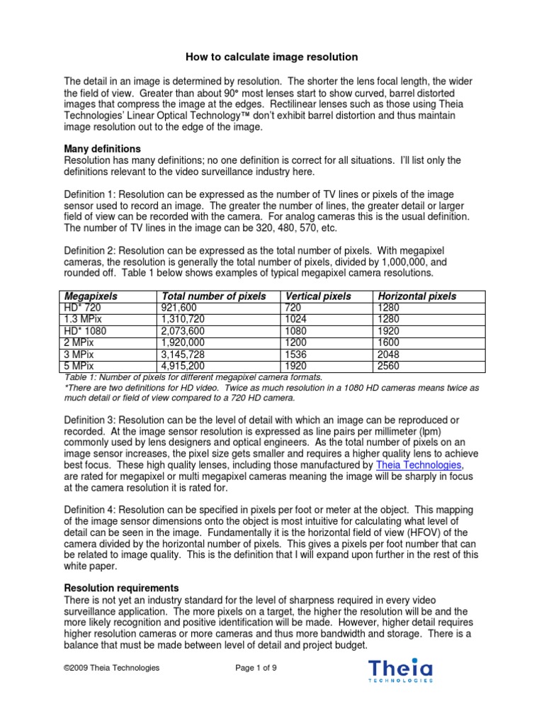 Resolution Calculation | PDF | Image Resolution | Optical Resolution