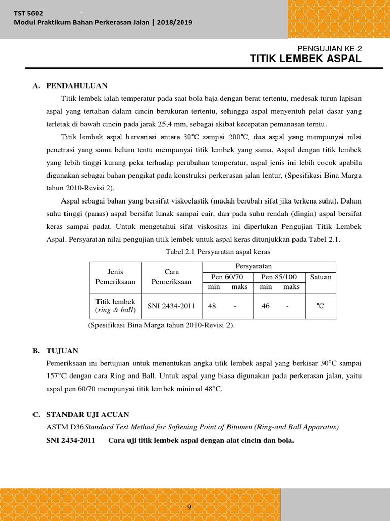 02 Pengujian Titik Lembek Aspal | PDF
