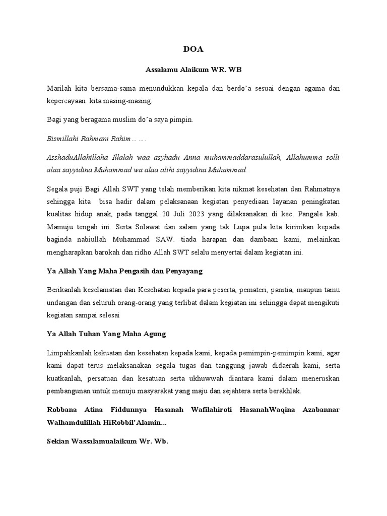 Doa Dan Susunan Acara Laporan Panitia | PDF