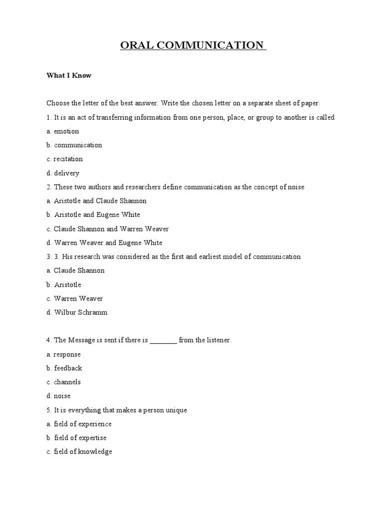 Oral Comm | PDF | Communication | Human Communication