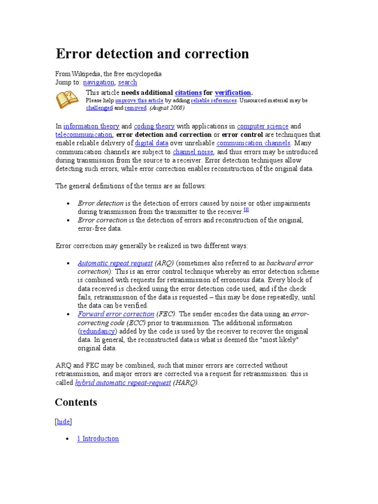 Error Detection And Correction Pdf Error Detection And Correction Forward Error Correction