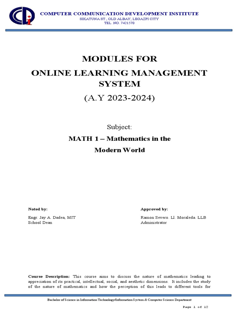 Week 1 4 Math in The Modern World | PDF | Numbers | Mathematics