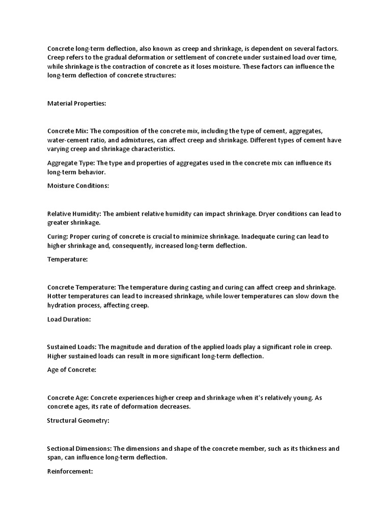 Concrete Long Term Deflection | PDF | Concrete | Creep (Deformation)